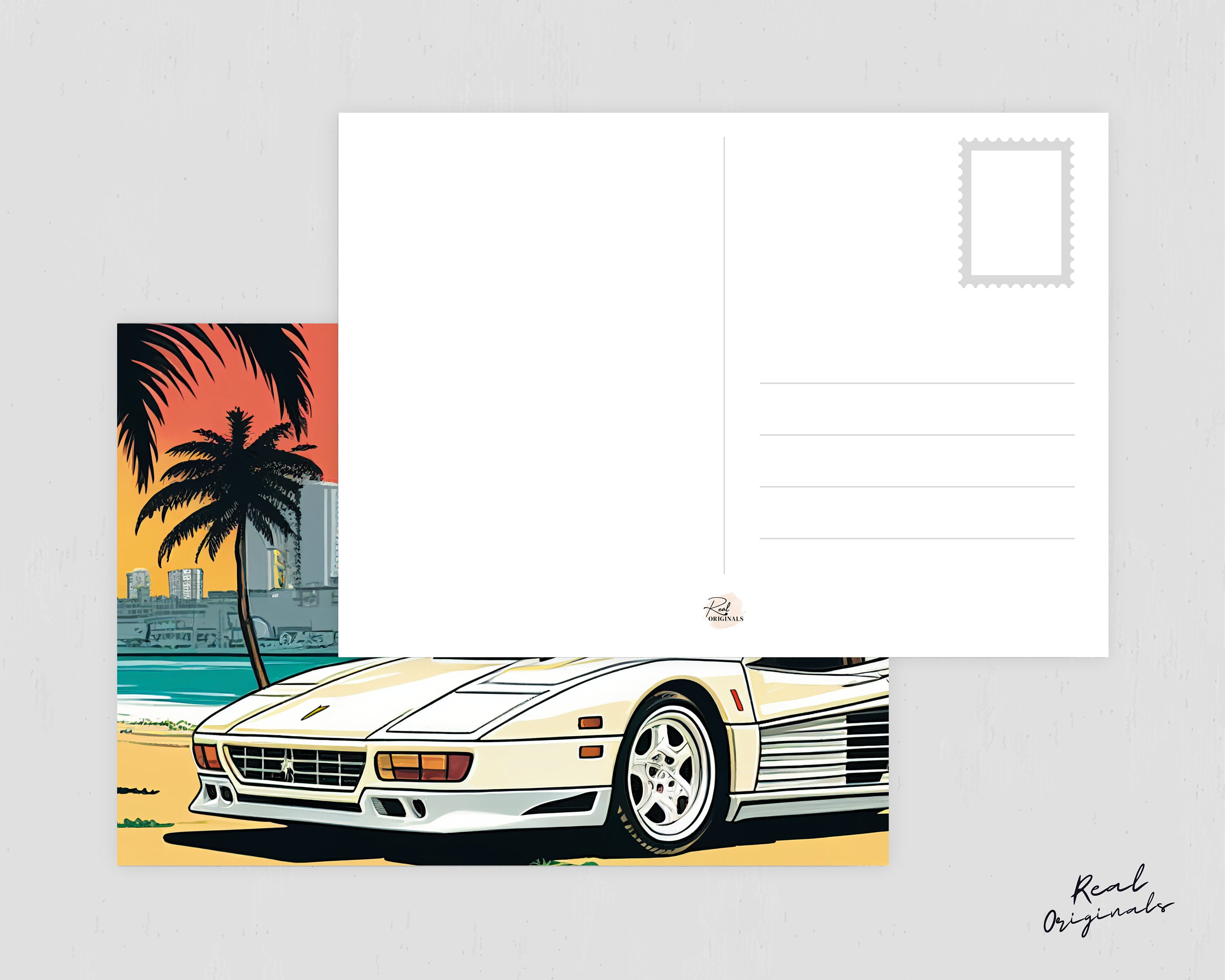 Ferrari Testarossa Card - Miami Vibes Theme - Size 4.1 X 5.8 Inch - Etsy