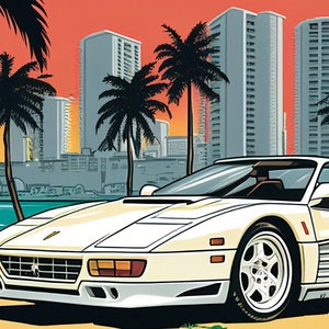 Ferrari Testarossa Card - Miami Vibes Theme - Size 4.1 X 5.8 Inch - Etsy