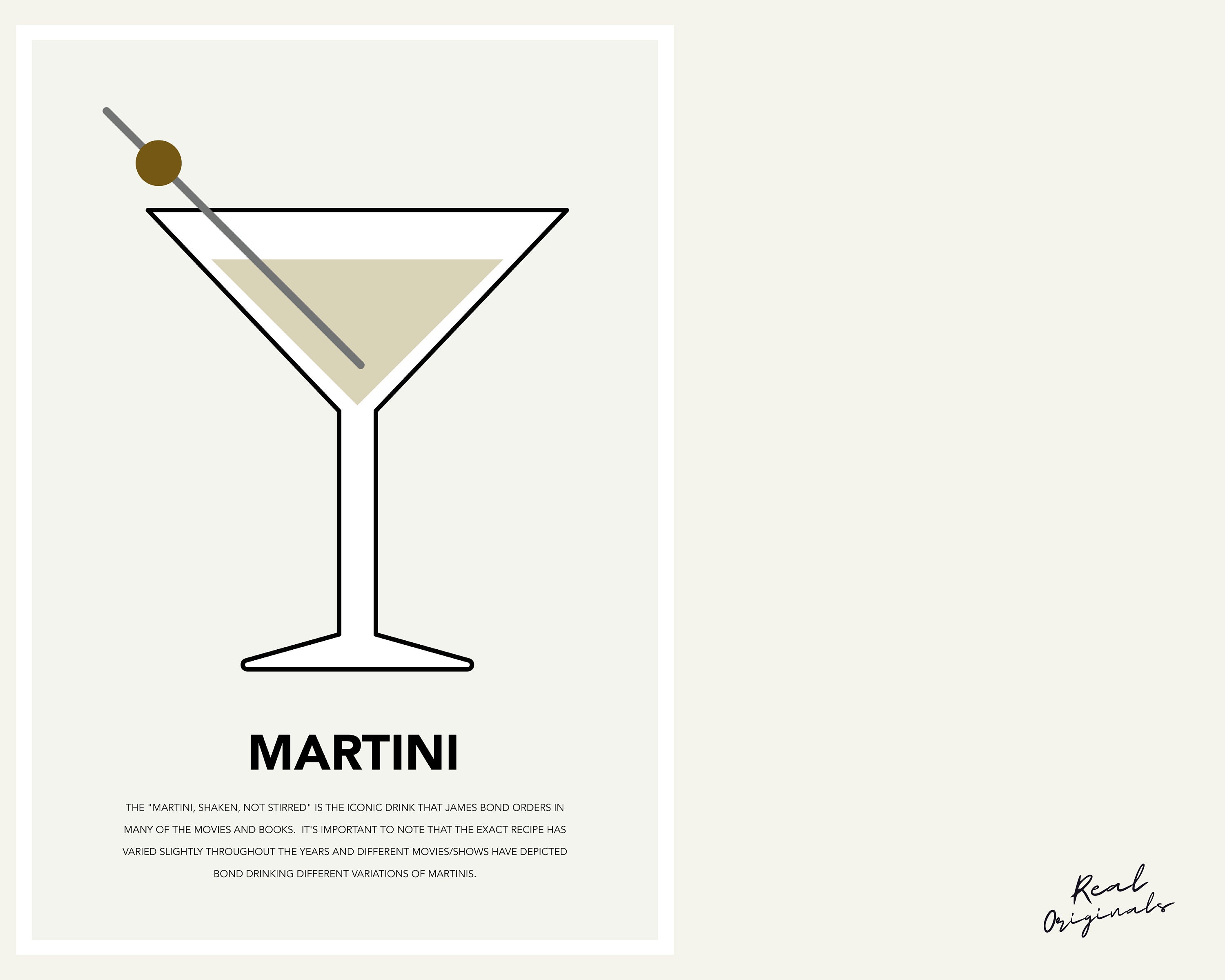 Martini Cocktail Poster Martini Print James Bond Martini Poster Cocktail Prints Bar Cart Prints