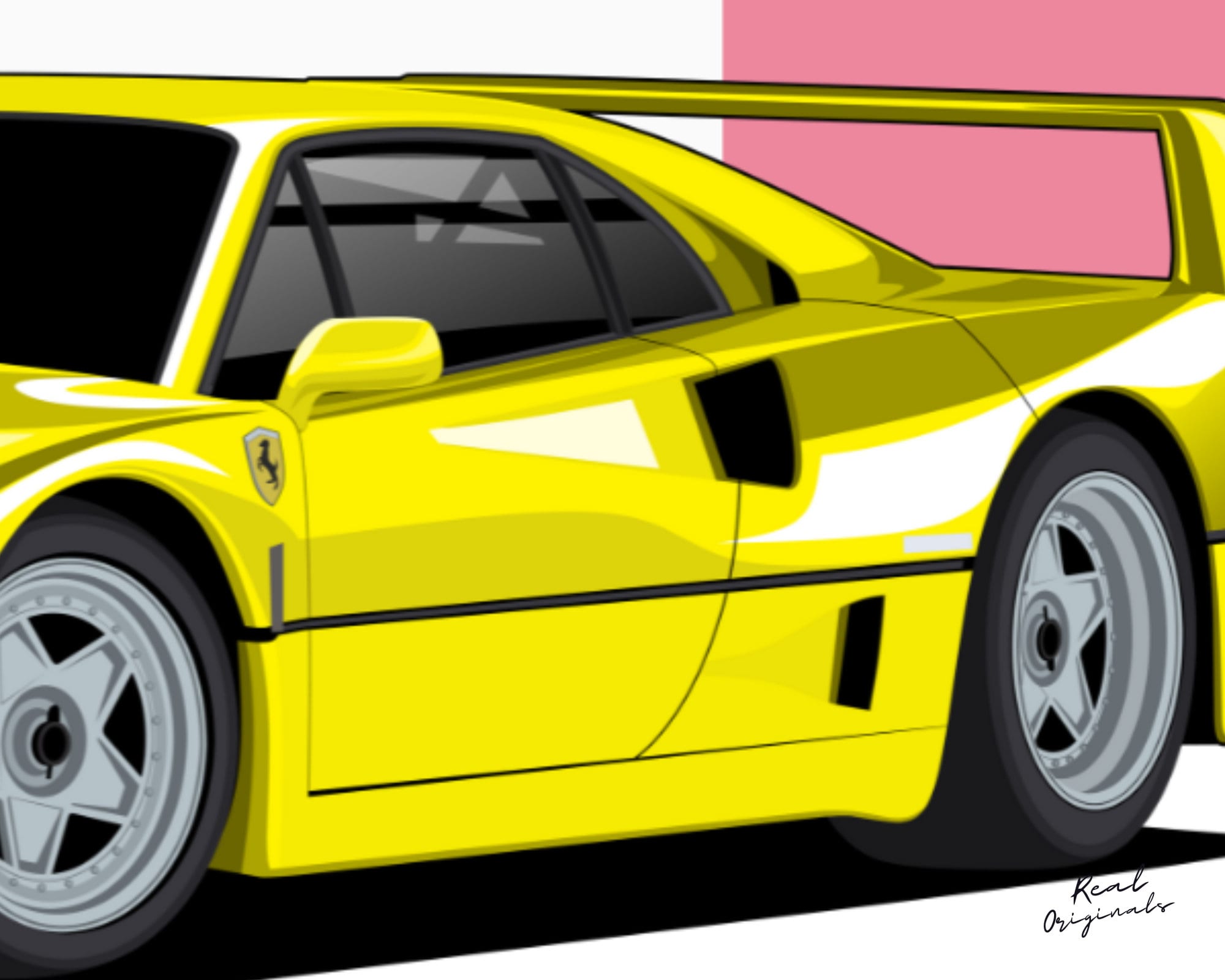 Ferrari F40 Poster | Yellow Sports Car Poster | Enzo Ferrari Poster ...