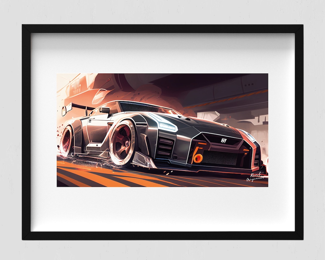 Nissan GT-R Godzilla | Nissan R35 Poster | Racing Car | Car Lover Gift ...
