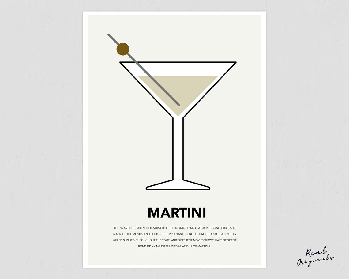 Martini Cocktail Poster | Martini Print | James Bond Martini Poster ...