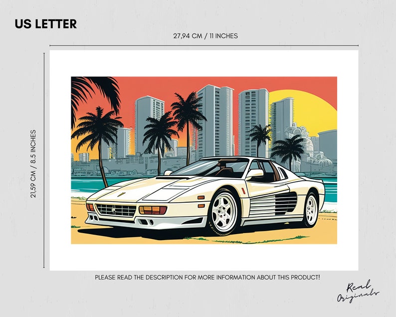 Ferrari Testarossa Poster | Miami Vice Poster | Ferrari Testarossa ...