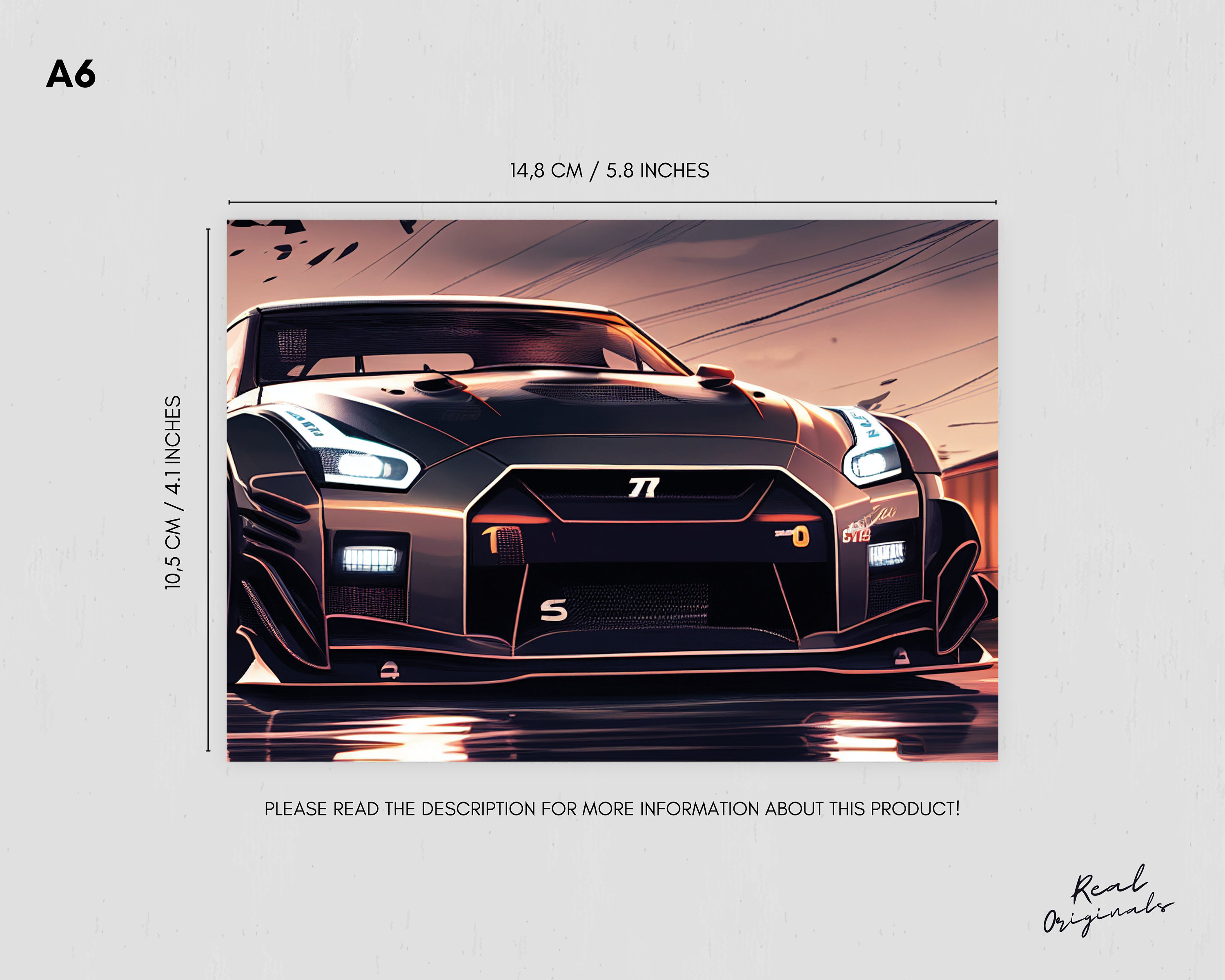 Nissan GTR R35 Card - AI Illustration - Postcard - 4.1 X 5.8 Inch - Etsy