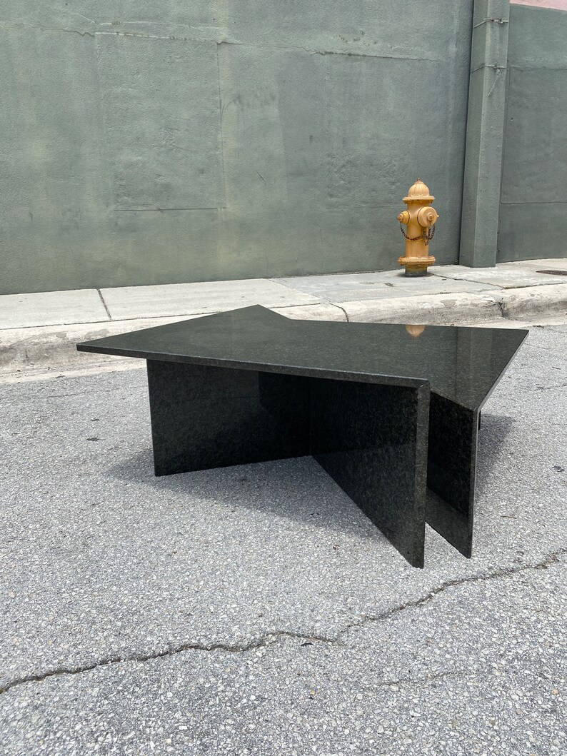 2 Piece Tiered Triangle Post Modern Black Granite Coffee Table ...