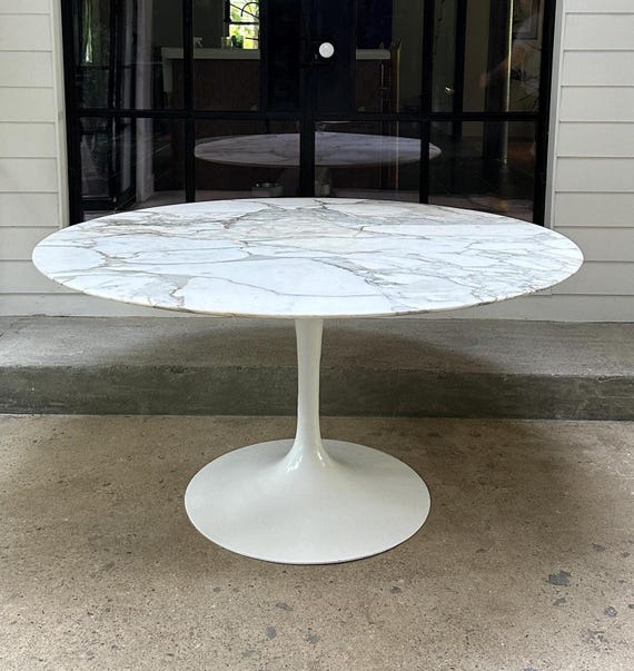 Eero Saarinen for Knoll tulip Dining Table With Carrara Marble Top Etsy