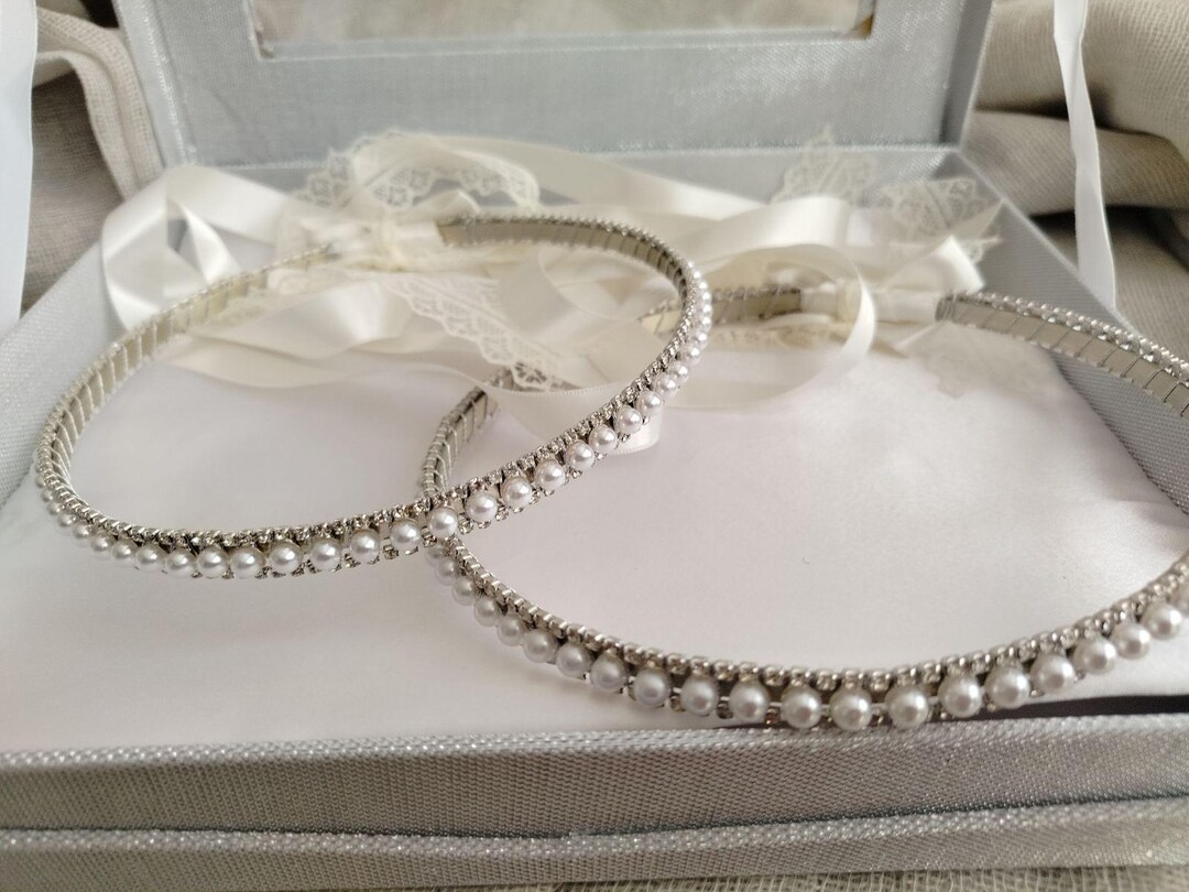 Greek Stefana.minimal Silver and Pearls Stefana. Wedding Crowns ...
