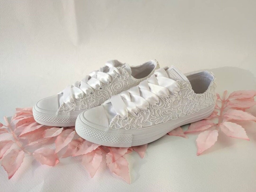 Wedding Converse for Bride. Lace Converse Bridal.shoes With Lace ...