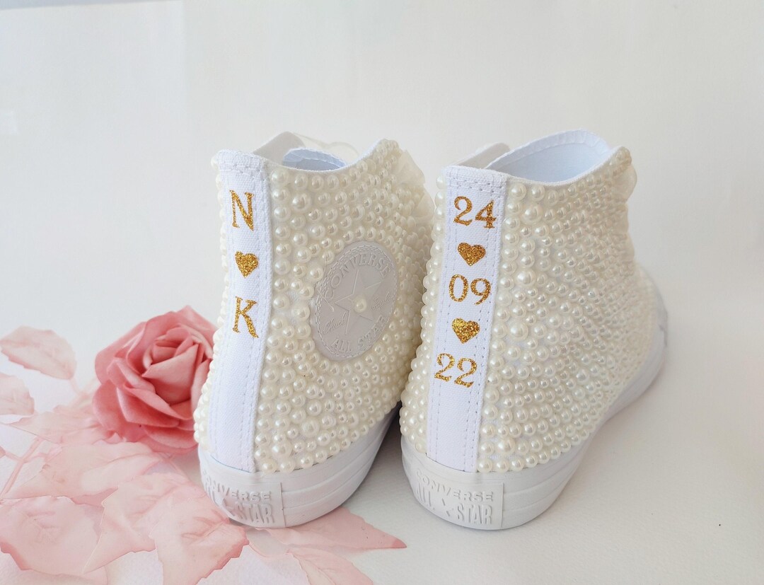 Wedding Converse, Ivory Pearls.custom Converse,bridal Sneakers, Shoes ...