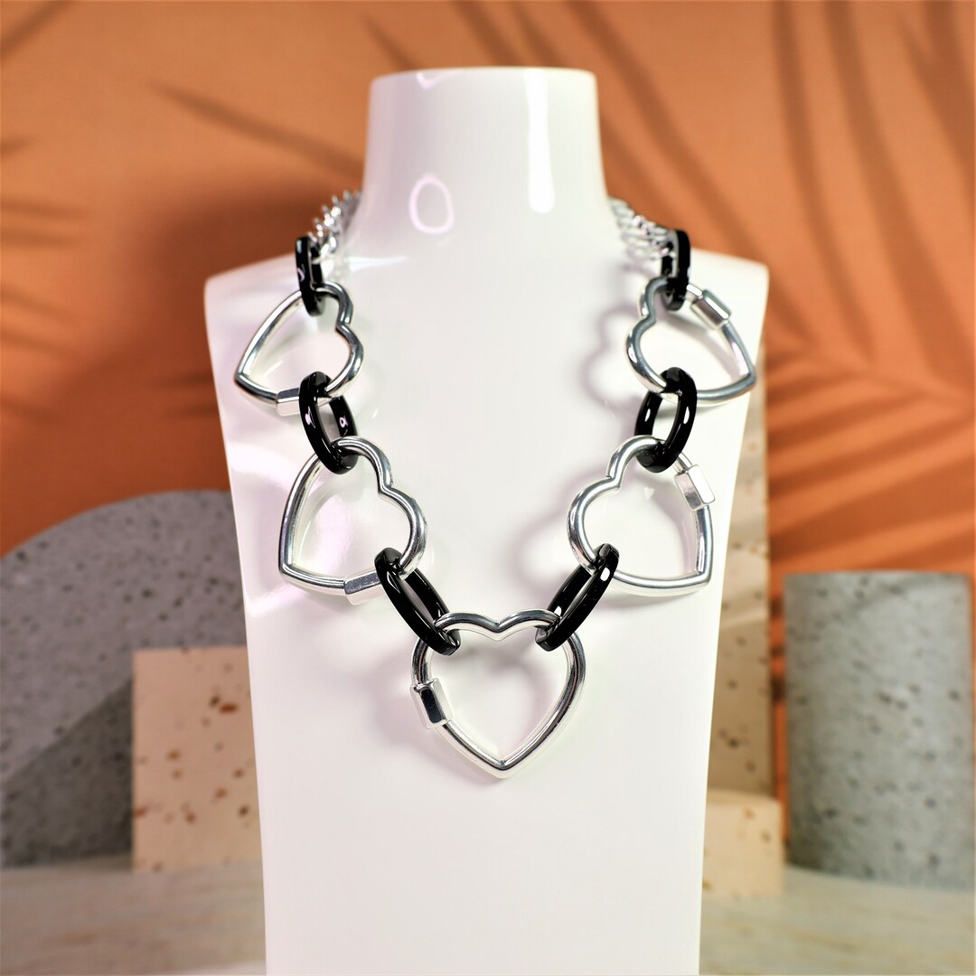 Heart Sharp RING Necklac–statement Necklace–bib Necklace –short ...