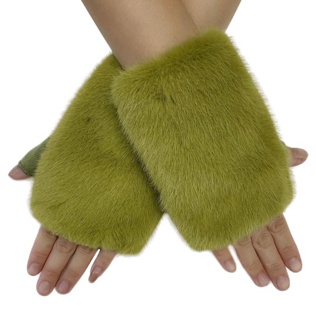 Super Fluffy Faux Fur Fingerless Wrist Warmers Gloves One Size - Etsy