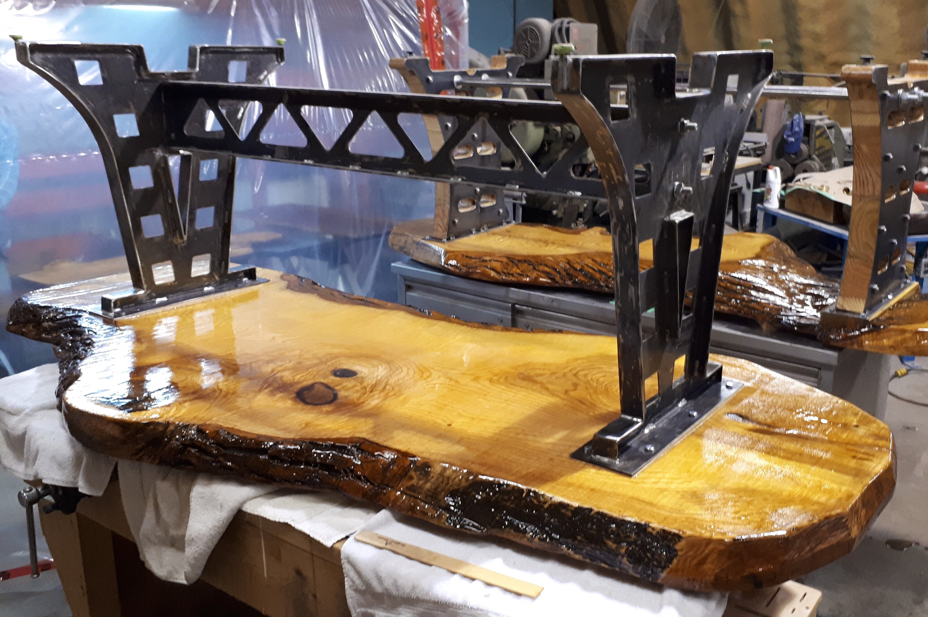 Custom Live Edge Table With Metal Base and Epoxy Finish - Etsy