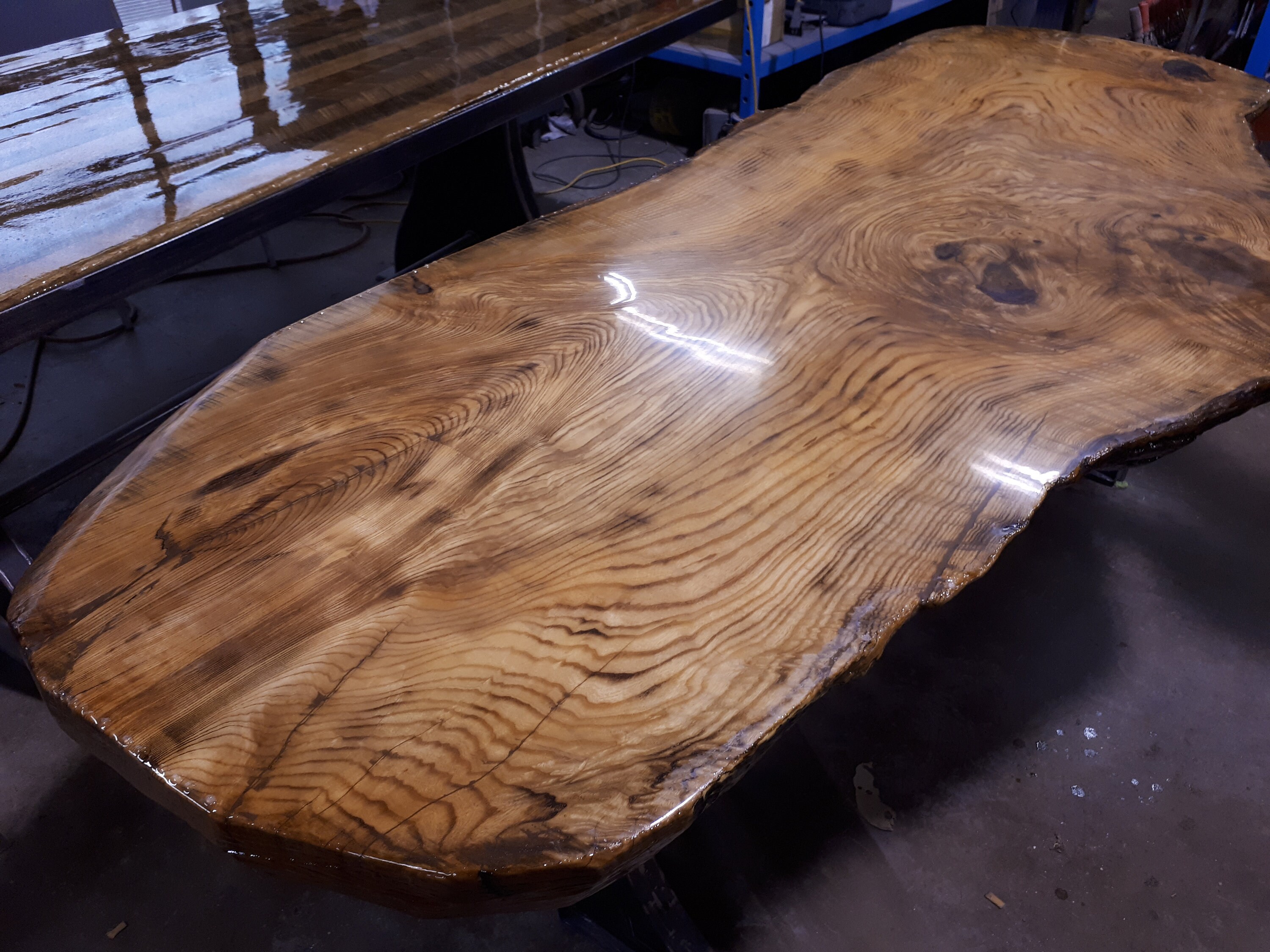 Custom Live Edge Table With Metal Base and Epoxy Finish - Etsy