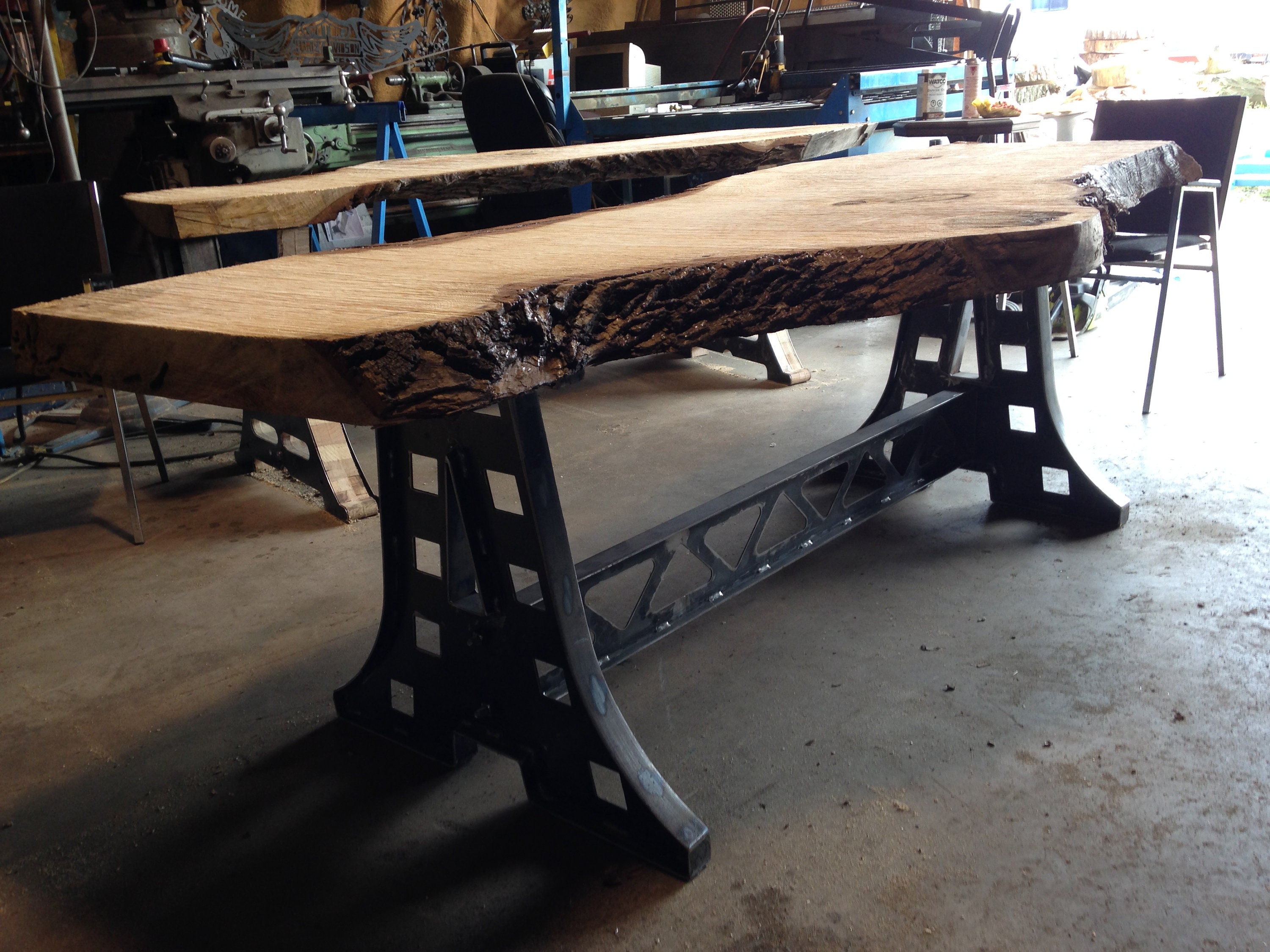 Custom Live Edge Table With Metal Base and Epoxy Finish - Etsy
