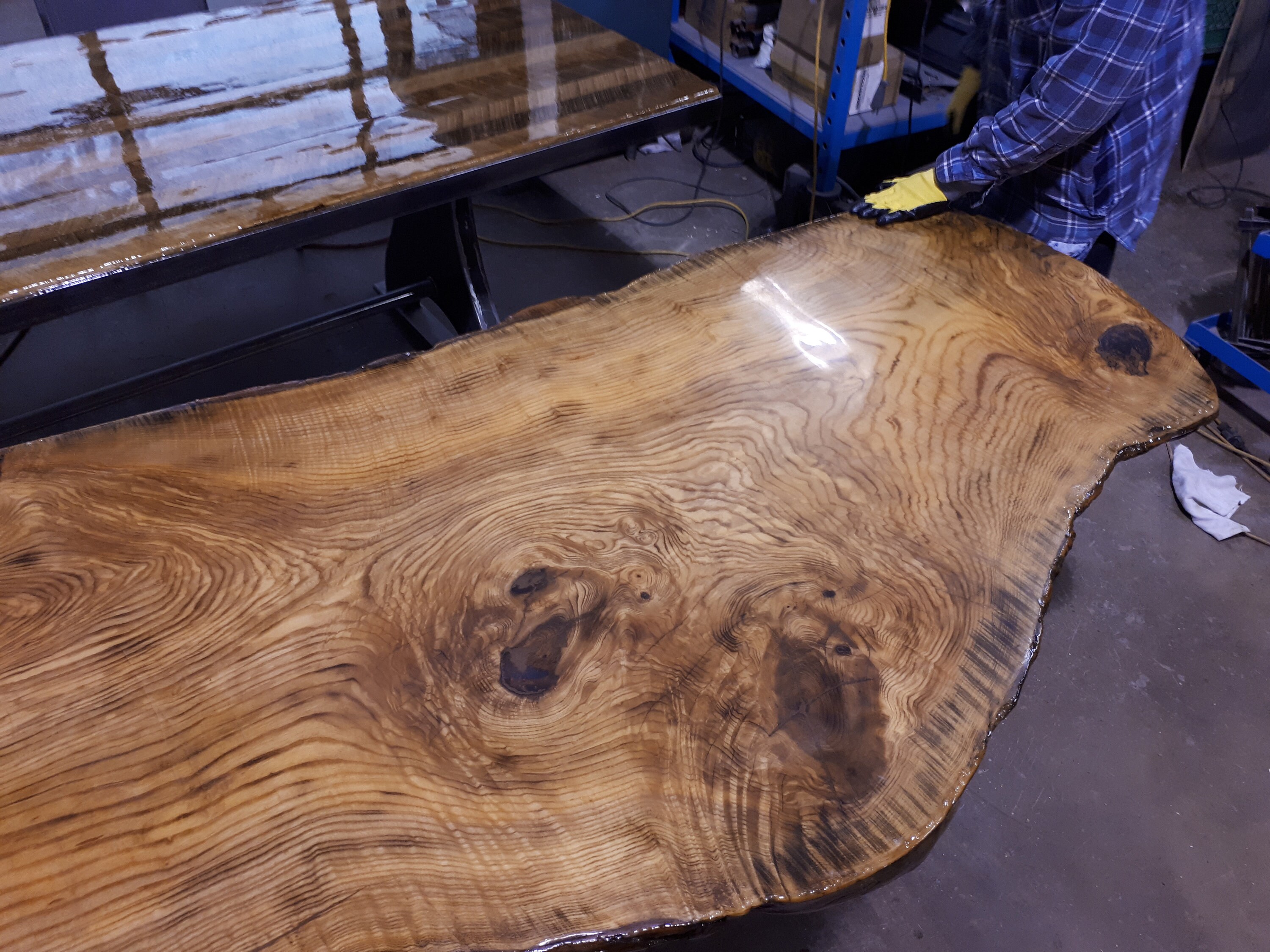 Custom Live Edge Table With Metal Base and Epoxy Finish - Etsy