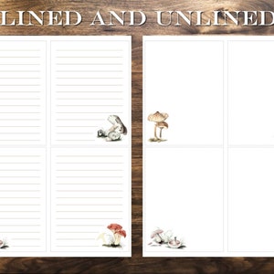 Mushroom Printable Stationery | Fungi Letter Set Writing Paper | Lined ...