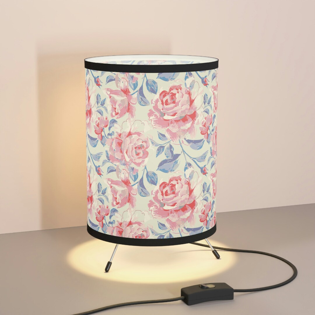 Pink Roses Tripod Lamp With High-res Printed Shade Table Lamp Desk Lamp ...