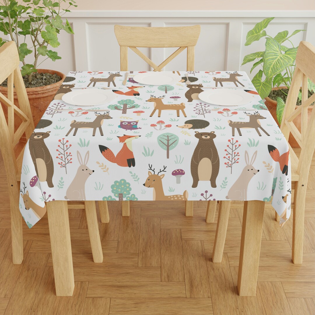 Forest Plants and Animals Tablecloth Kitchen and Dining Tablecloth ...