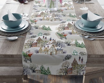 Winter Village Table Runner - Etsy