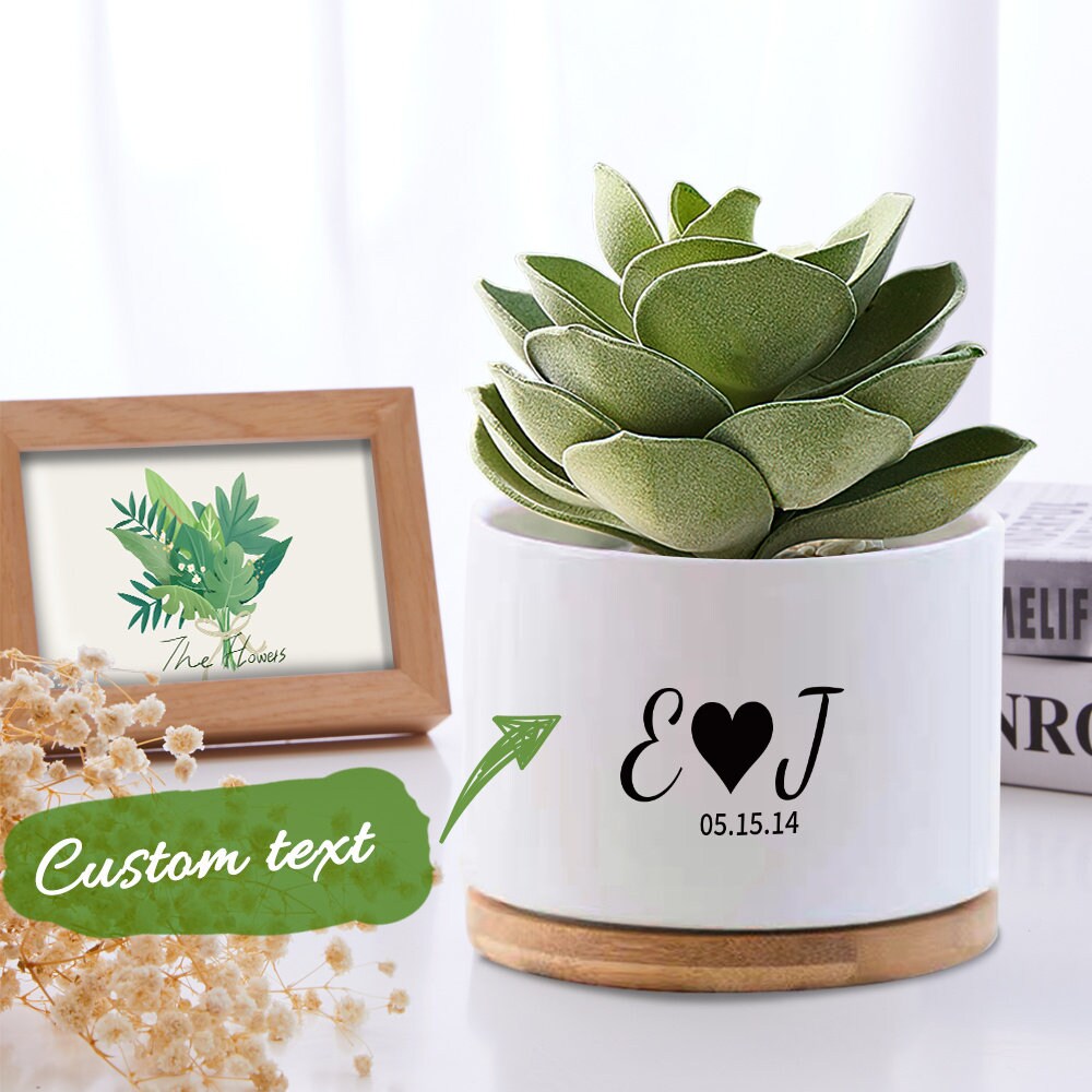 Personalized Ceramic Planter With Text Custom Modern Planter Pot With ...