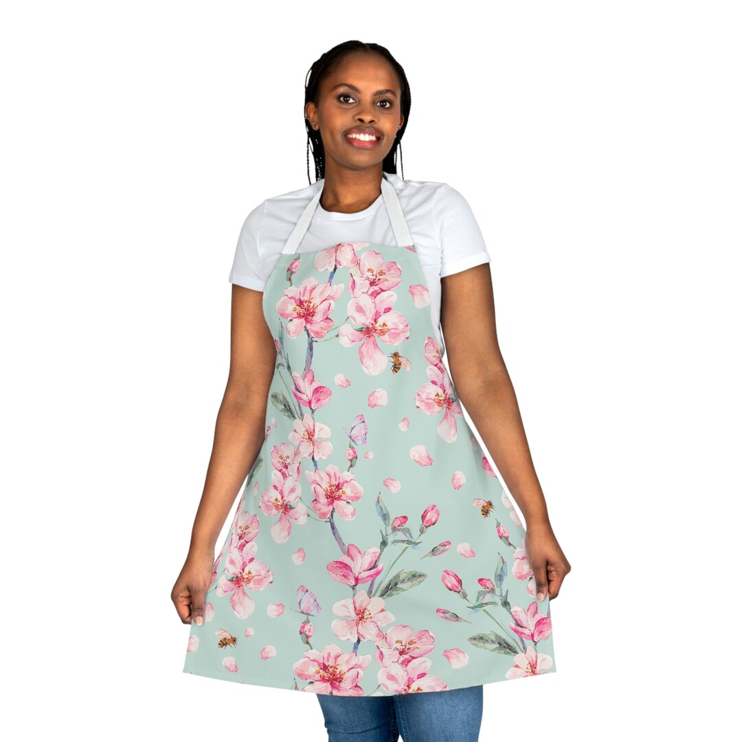 Cherry Blossoms and Honey Bees Apron Floral Kitchen Apron - Etsy