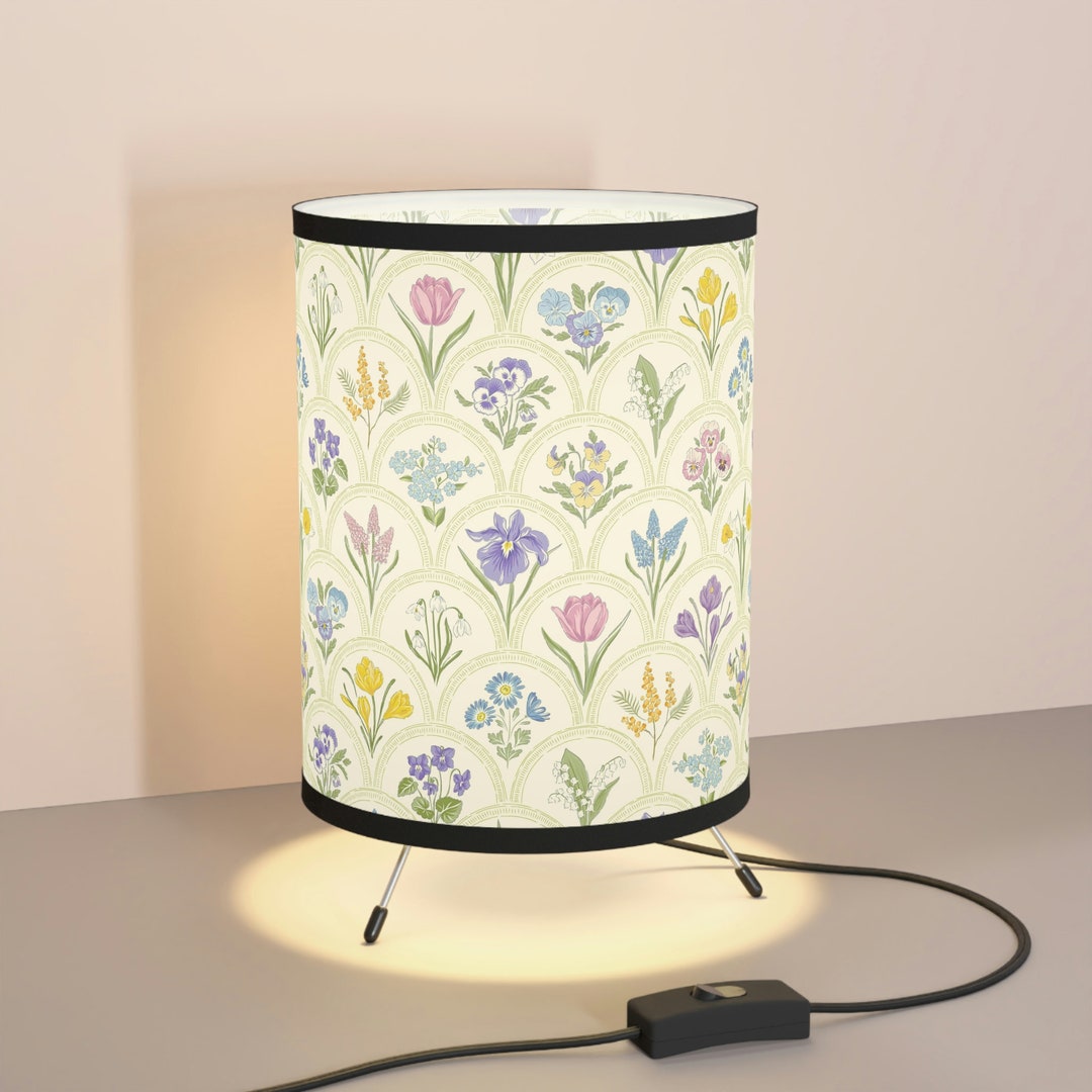 Spring Garden Tripod Lamp With High-res Printed Shade Table Lamp Desk ...