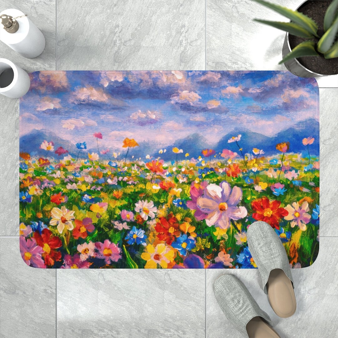 Claude Monet Flower Meadow Memory Foam Bath Mat Bathroom Rug - Etsy