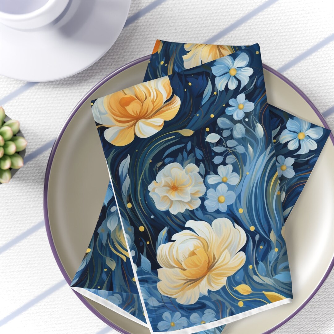 Van Gogh Flowers Napkins 19 X 19 Kitchen and Dining Cloth Napkins Decor ...