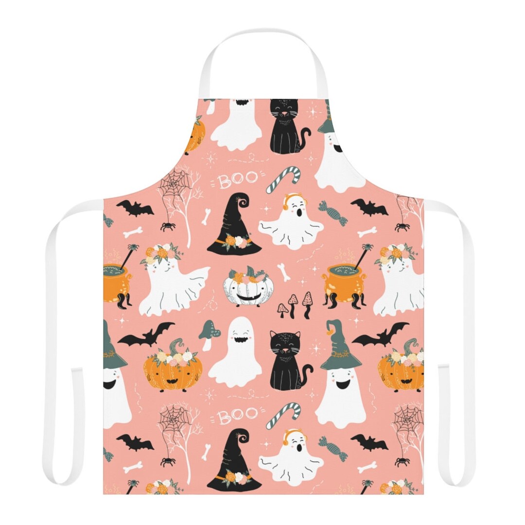 Halloween Ghosts and Pumpkins Apron Cute Halloween Kitchen - Etsy UK