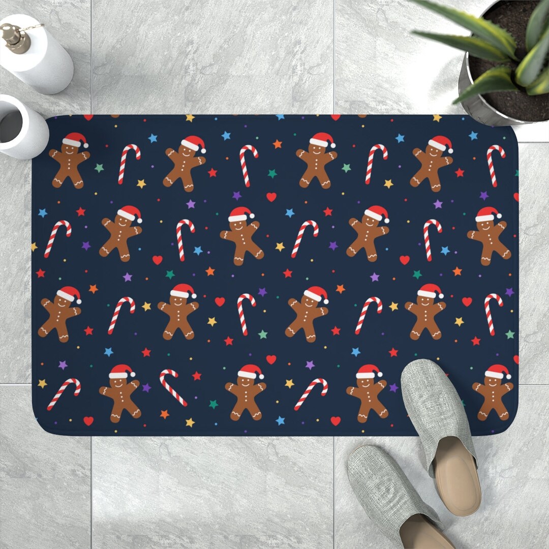 Gingerbread and Candy Canes Memory Foam Bath Mat Christmas - Etsy