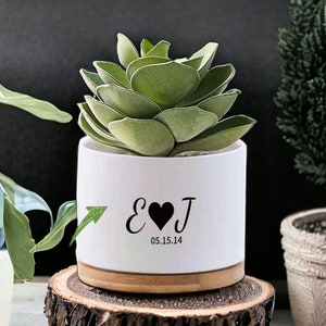 Personalized Ceramic Planter With Text Custom Modern Planter Pot With ...