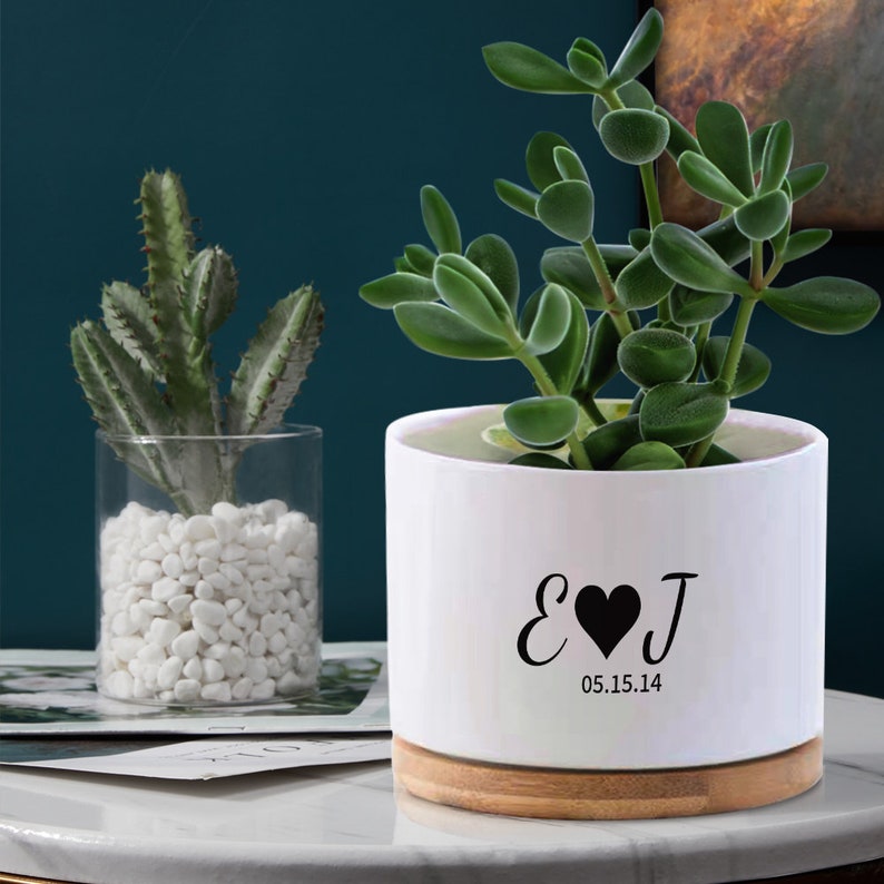 Personalized Ceramic Planter With Text Custom Modern Planter Pot With ...