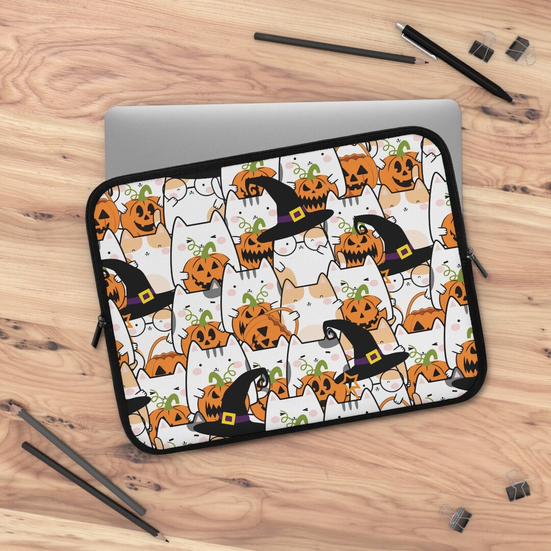 Halloween Kawaii Cats and Pumpkins Laptop Sleeve Laptop Case - Etsy
