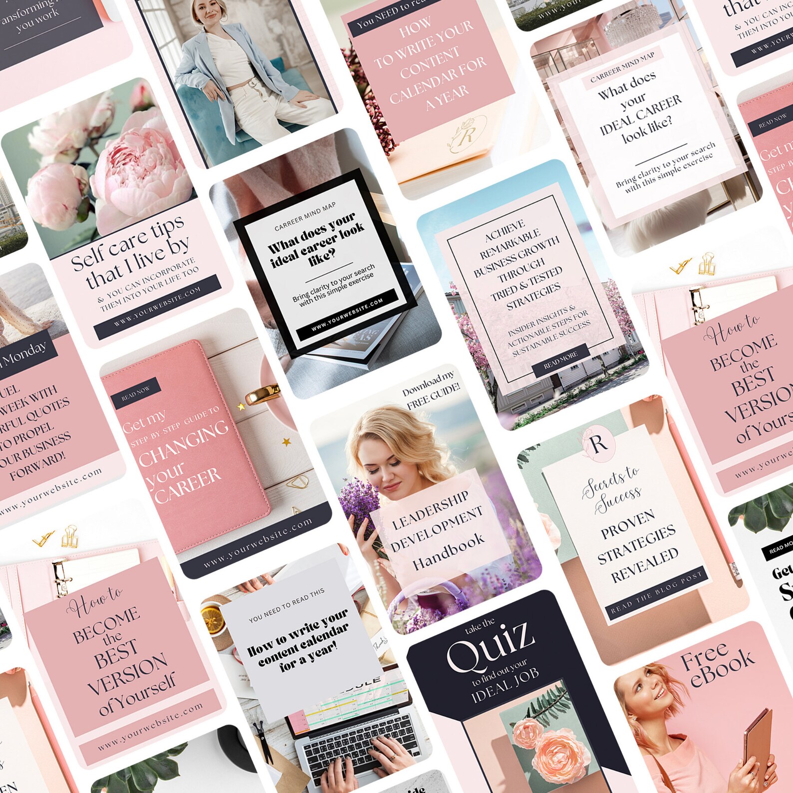 Pink Business Coaching Brand Bundle, Pink Coaching Social Media ...