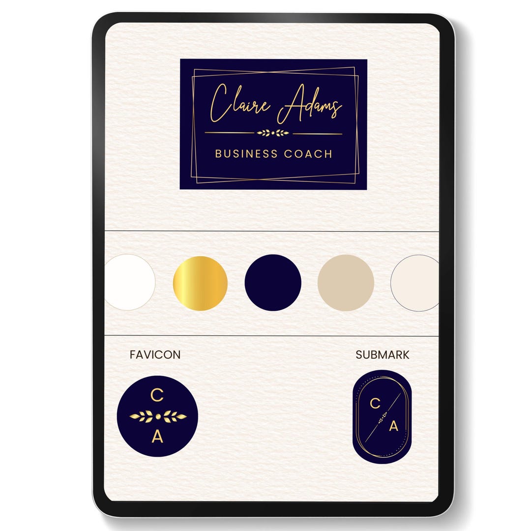 Navy and Gold Logo, Pre Made Brand Board and Logo, Done for You, Ready ...