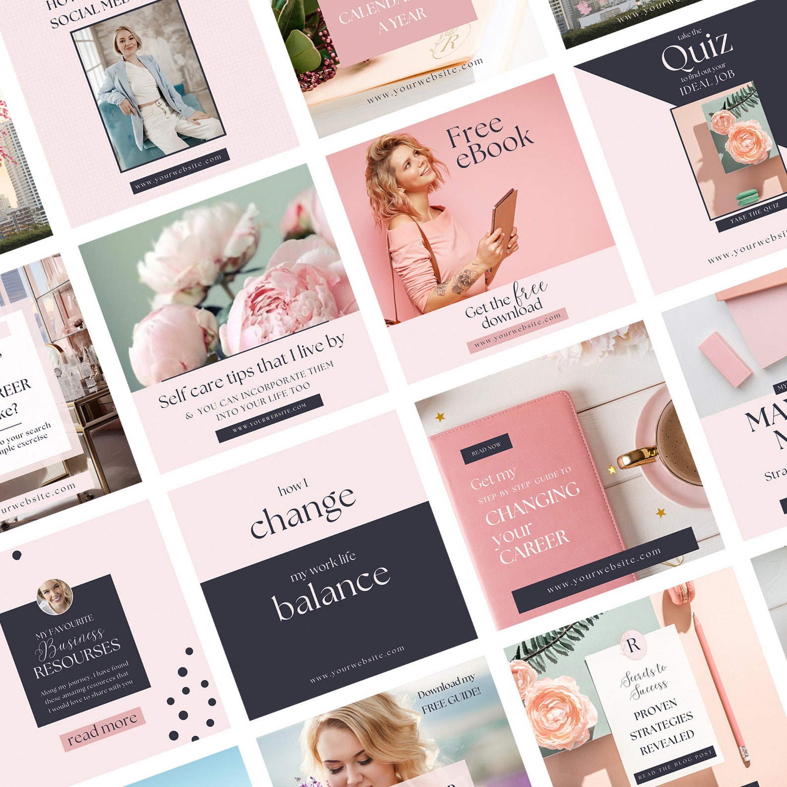 Pink Business Coaching Brand Bundle, Pink Coaching Social Media ...