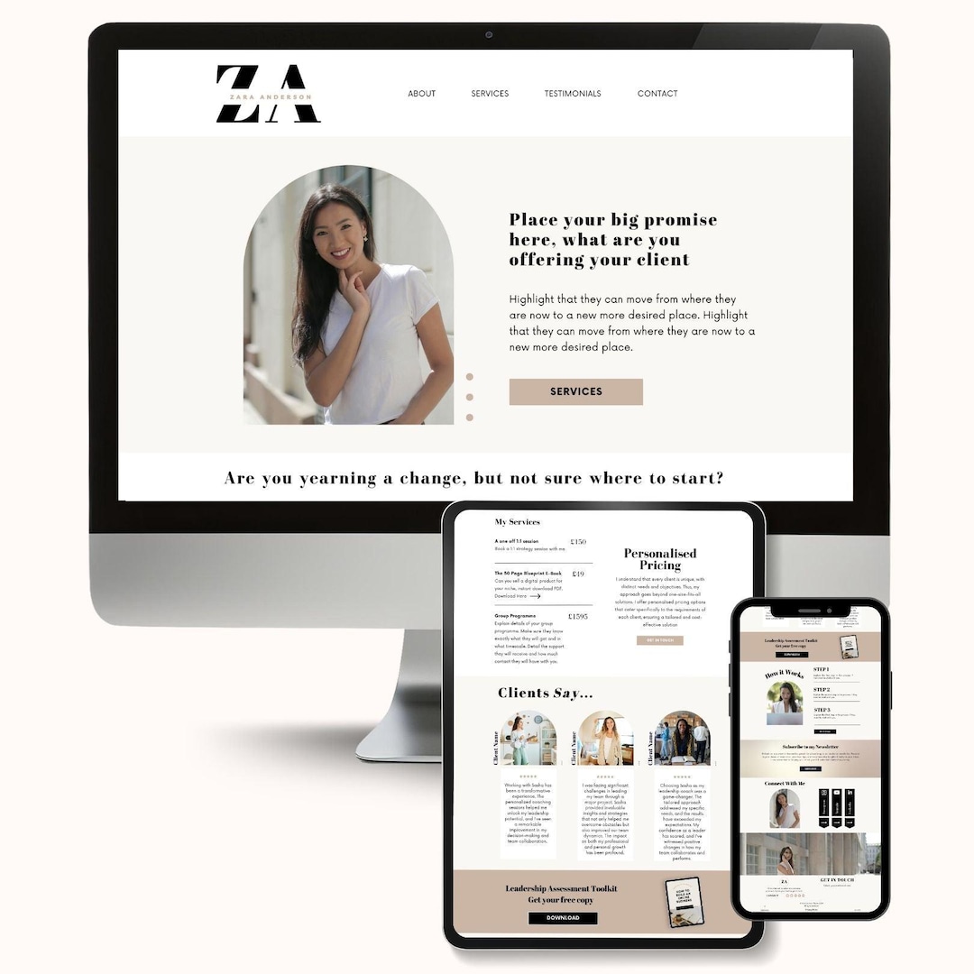 Neutral Canva Website Template, Black and Beige Website Template ...