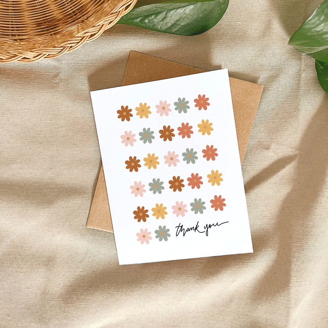 Thank You Cards- Blank Greeting Card- Note Card- Illustrated Stationary ...