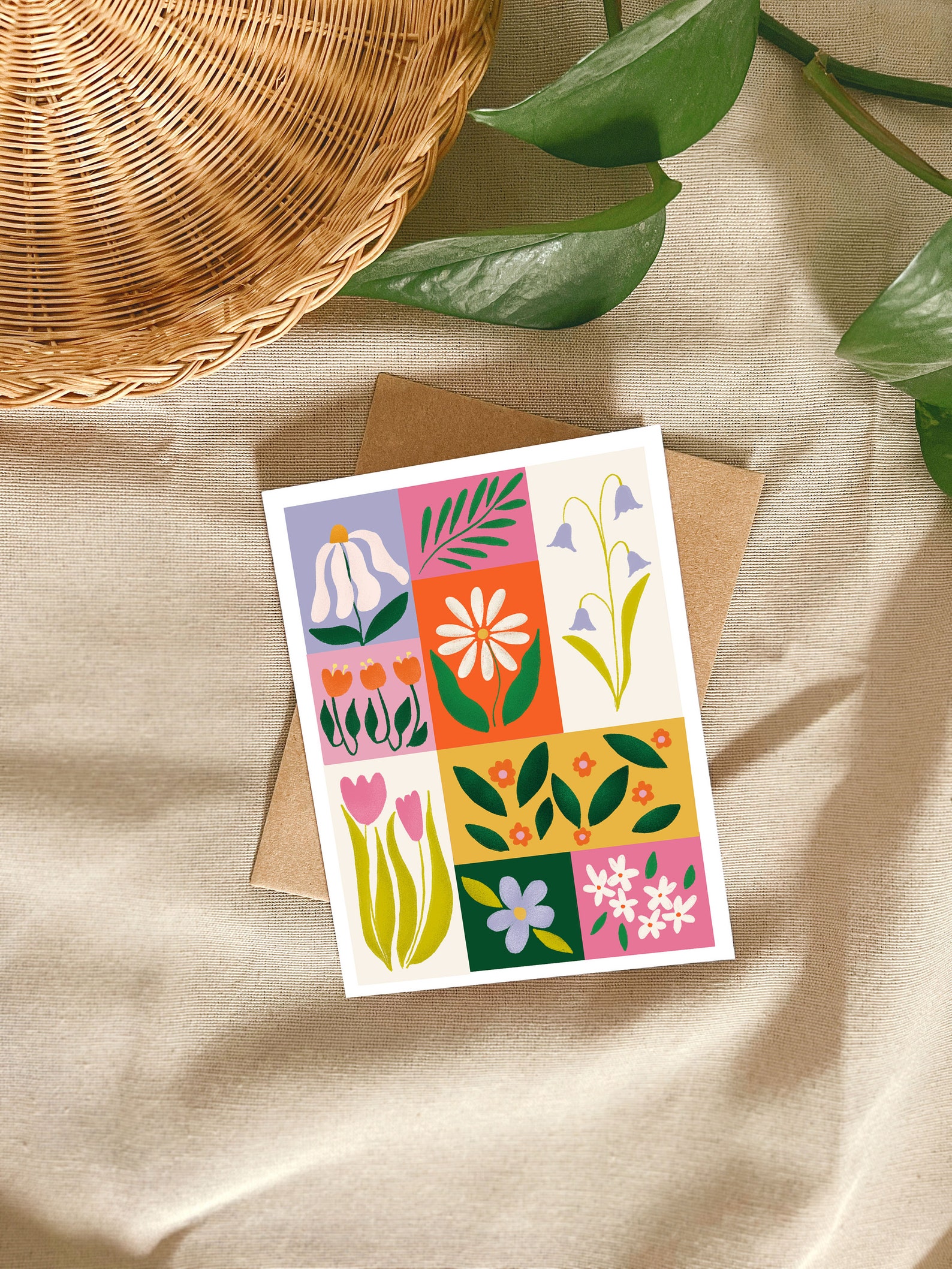 Bright Floral Print Cards- Groovy Cards- Blank Greeting Card- Note Card ...