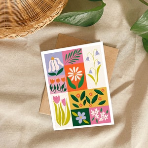 Bright Floral Print Cards- Groovy Cards- Blank Greeting Card- Note Card ...