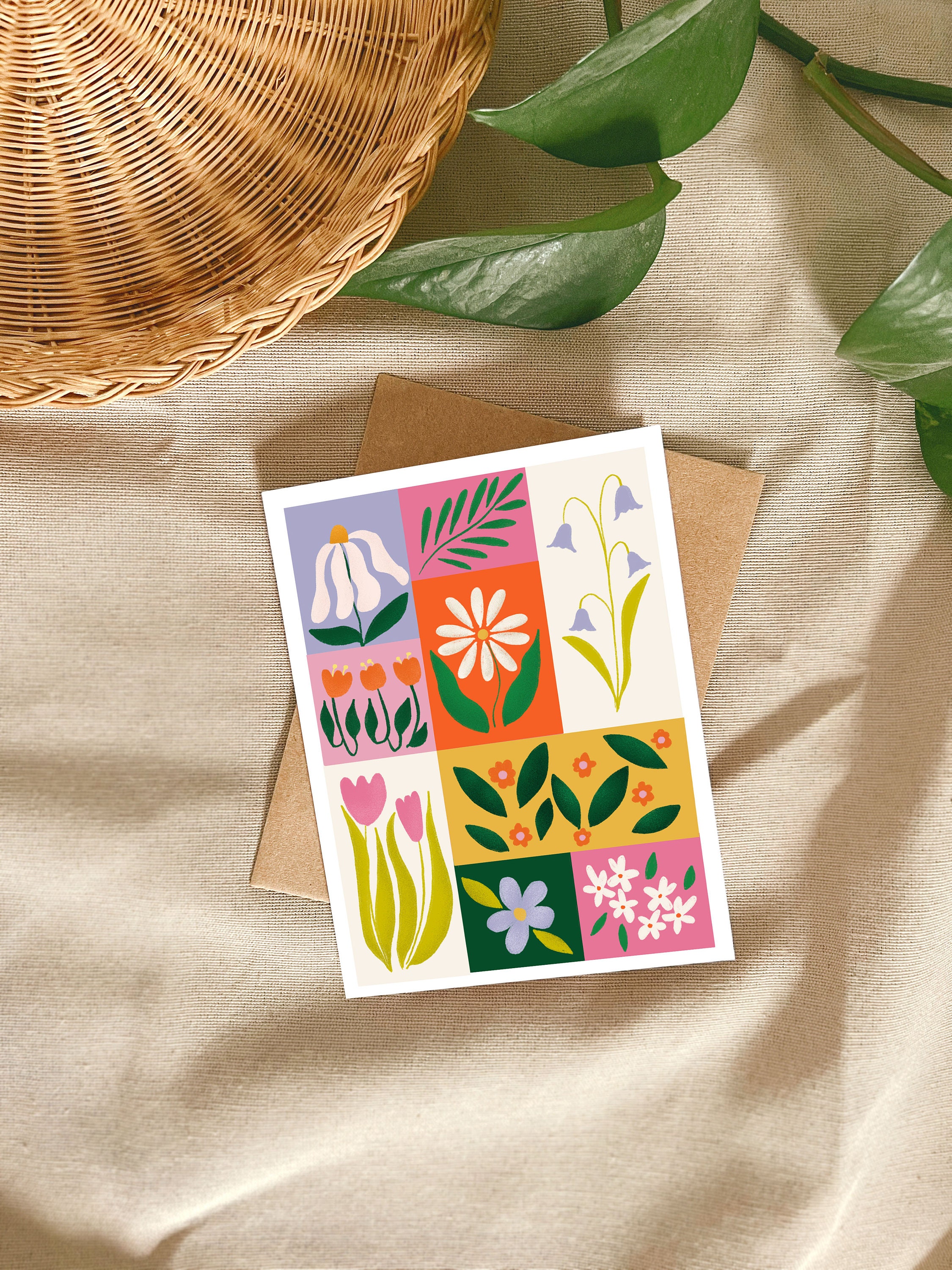 Bright Floral Print Cards- Groovy Cards- Blank Greeting Card- Note Card ...
