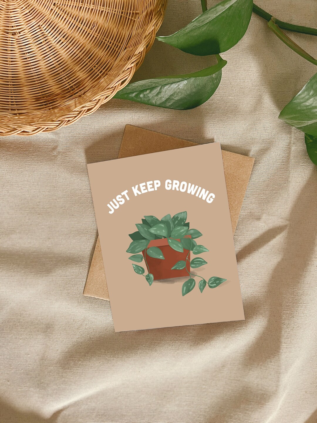 Just Keep Growing Cards Blank Greeting Card Note Card Illustrated ...