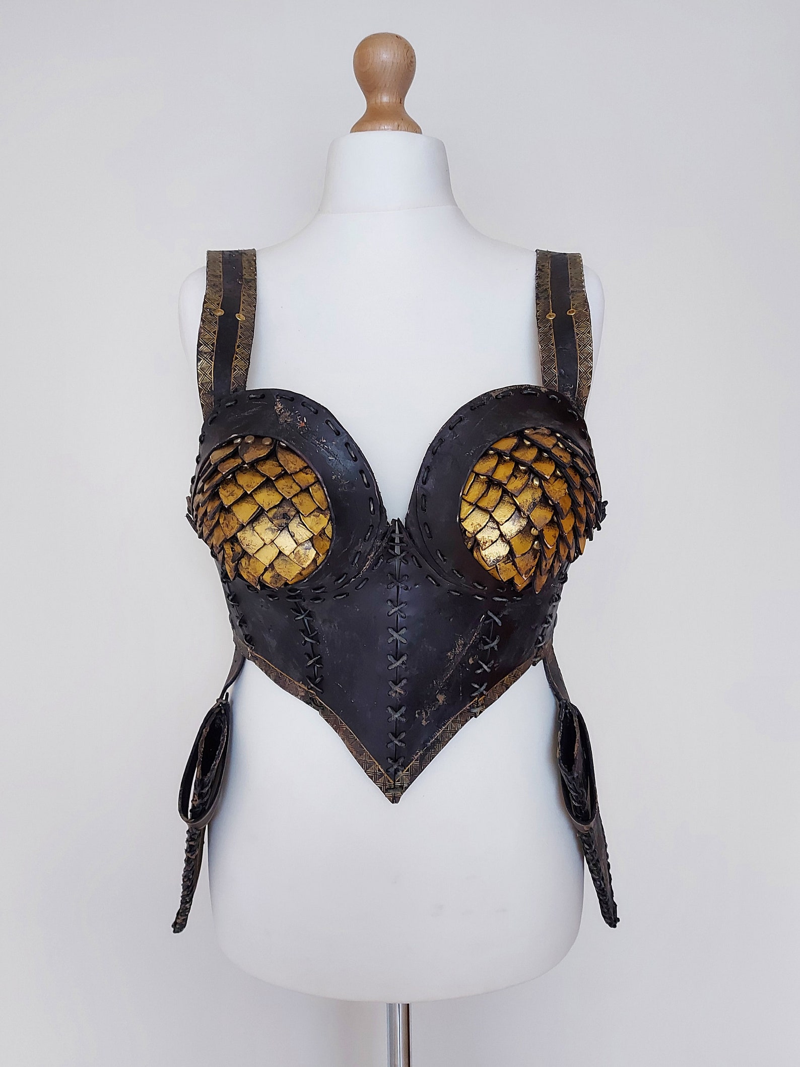 Handmade Viking Leather Bodice With Gold Embossing- Cosplay/larp ...