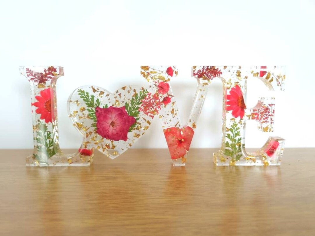 Freestanding Handmade LOVE Sign Epoxy Resin With Real - Etsy