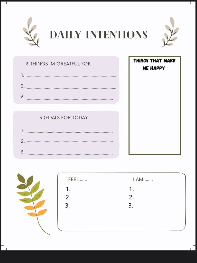 Printable Daily Intention Planner - Etsy
