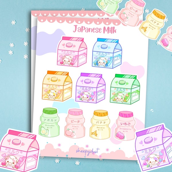 Cute Japanese Milk Stickers - Etsy