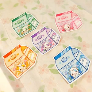 Cow Milk Carton Sticker Set, Kawaii Cow Milk Sticker, Cute Cow ...