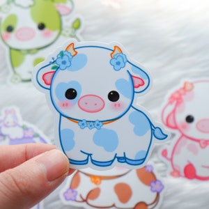 Cute Flower Cow Sticker, Rainbow Cow Sticker Set, Cow Stationary, Cute ...