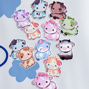 Ice Cream Cow Sticker Set, Kawaii Flavor Cow Vinyl Stickers ...