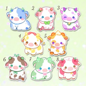 Fruit koe stickers, kawaii koe sticker, schattige aardbei koe sticker ...